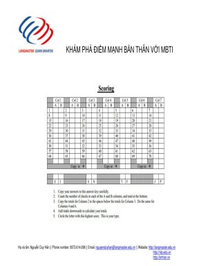 MBTI answer sheet