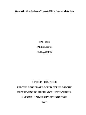 Atomistic simulation on low k ultra low k materials