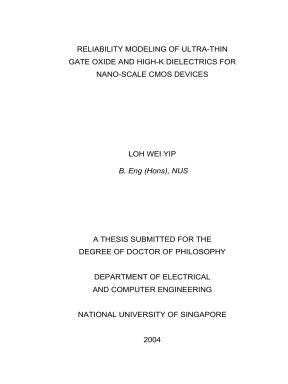 Reliability modeling of ultra thin gate oxide and high k dielectrics for nano scale CMOS devices