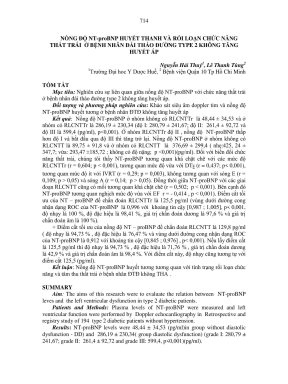 nồng độ nt probnp huyết thanh và rối loạn chức năng thất trái ở bệnh nhân đái tháo đường type 2 ...