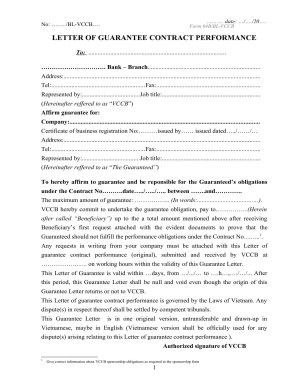 LETTER OF GUARANTEE CONTRACT PERFORMANCE