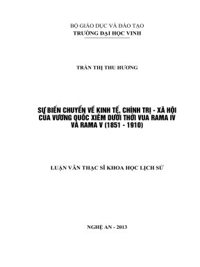 Sự chuyển biến về kinh tế, chính trị xã hội của vương quốc Xiêm dưới ...
