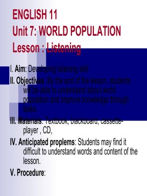 Unit 7: World Population Listening