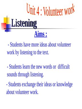 Unit 4: Volunteer Work Listening