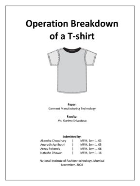t shirt operation breakdown TECH PACK