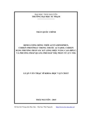 Định lượng đồng thời acetaminophen, codein photphat trong thuốc actadol ...