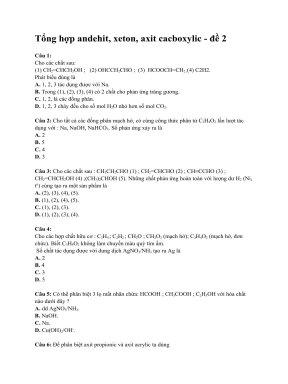 25 câu Tổng hợp andehit, xeton, axit cacboxylic có lời giải chi tiết (đề 2)