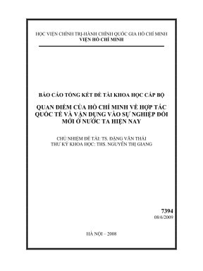 Quan điểm của hồ chí minh về hợp tác quốc tế và vận dụng vào sự nghiệp đổi mới ở nước ta hiện nay