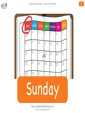 days of the week flashcards