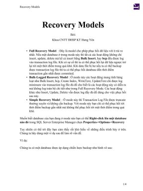 Recovery models