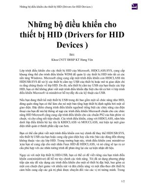 Những bộ điều khiển cho thiết bị HID (drivers for HID devices )