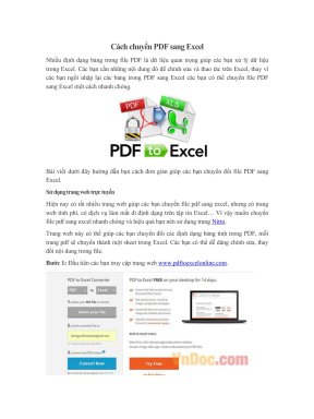 Cách chuyển PDF sang Excel