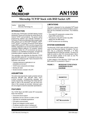 AN1108 microchip TCPIP stack with BSD socket API