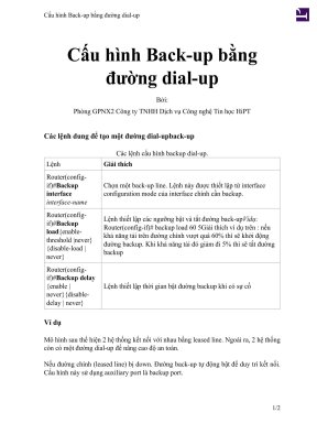 Cấu hình back up bằng đường dial up