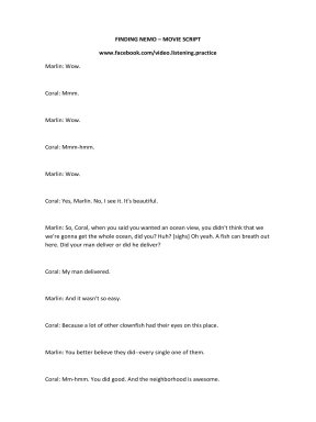 Finding nemo movie script