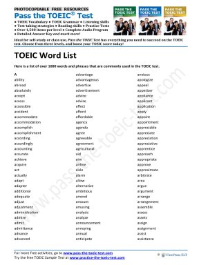 6 pass the TOEIC test TOEIC word list