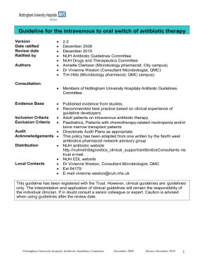 Guideline for the intravenous to oral switch of antibiotic therapy