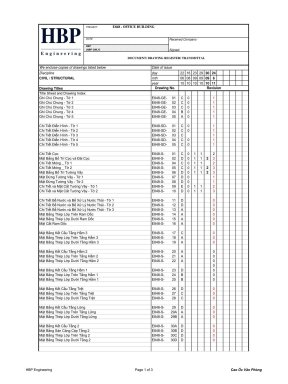 DOCUMENT DRAWING REGISTER TRANSMITTA