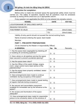 ENCLOSED SPACE ENTRY PERMIT
