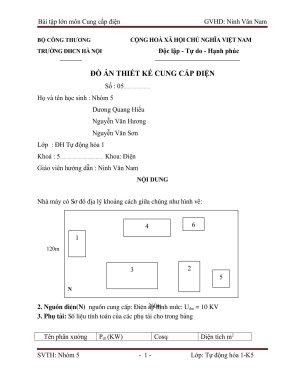 Đồ án thiết kế CUNG CẤP ĐIỆN cho xưởng DH CÔNG NGHIỆP HN HAUI