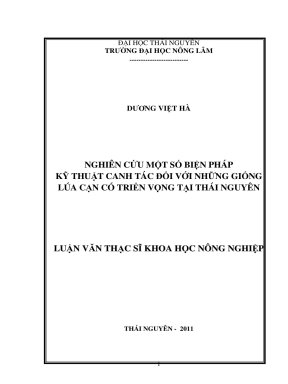 Nghiên Cứu Một Số Biện Pháp Kỹ Thuật Canh Tác Đối Với Những Giống Lúa Cạn Có Triển Vọng Tại Thái ...