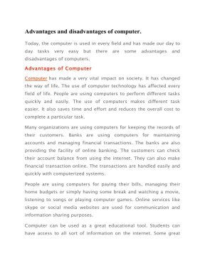 Advantages and disadvantages of computer