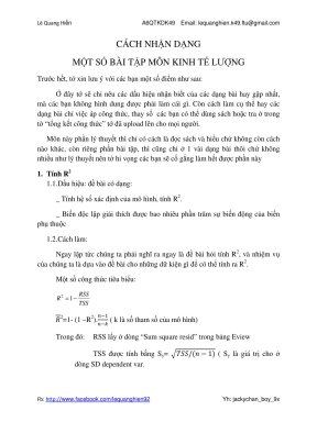 Nhận dạng đề thi Kinh tế Lượng