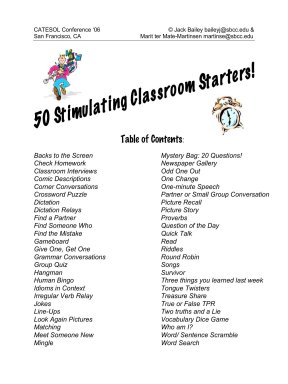Class starters 50 stimulating classroom starters