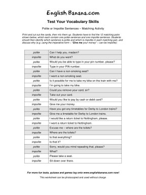 polite or impolite sentences matching activity