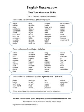 verb plus gerund ing noun or infinitive
