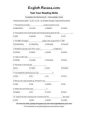 complete the sentences intermediate level 6