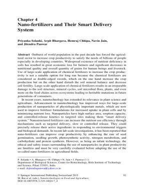 Nano fertilizers and their smart delivery system