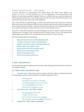 Exploring grammar VERB TYPES