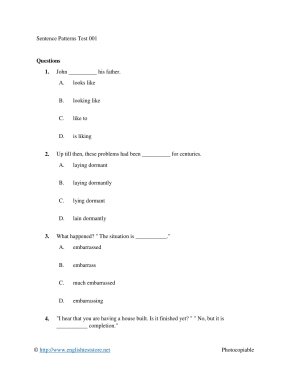 Sentence patterns test 001