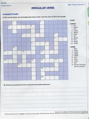 Irregular verbs crossword puzzle
