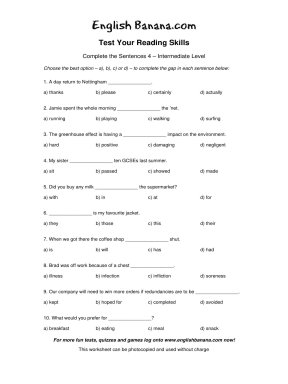 complete the sentences intermediate level 4