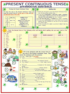 4875 present continuous tense affirmative sentence 3 pages 8 tasks with key fully editable