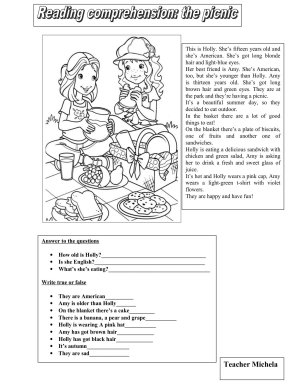 49482 reading comprehension the picnic