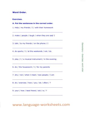 elementary word order exercise