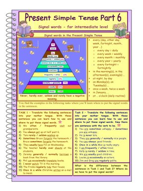 10234 signal words present simple tense part 6 4 pages 10 tasks grammar ...