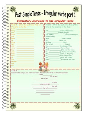 37501 past simple tense irregular verbs part 1 3 pages exercises answer key