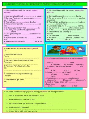33047 subject pronouns possessive adjectives saxon genitive practice