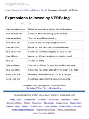ENGLISH PAGE expressions followed by VERB+ing