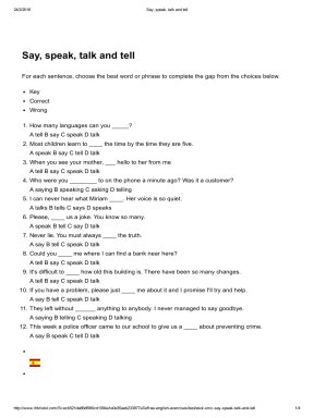 Say, speak, talk and tell free english grammar, vocabulary and phrase tests