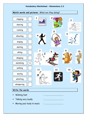 12286 vocabulary matching worksheet elementary 23 action verbs