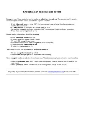 Enough as an adjective and adverb