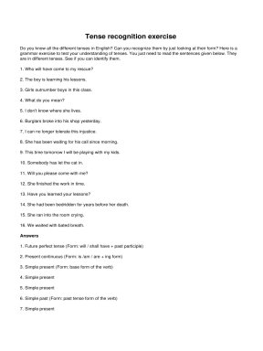 Tense recognition exercise