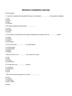 Sentence completion exercise 2