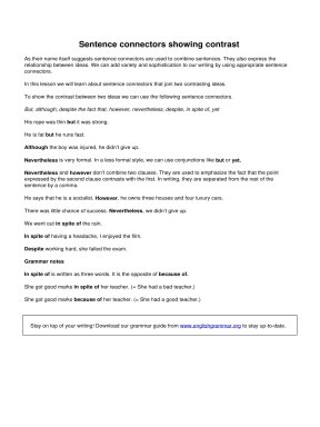 Sentence connectors showing contrast