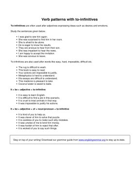 Verb patterns with to infinitives